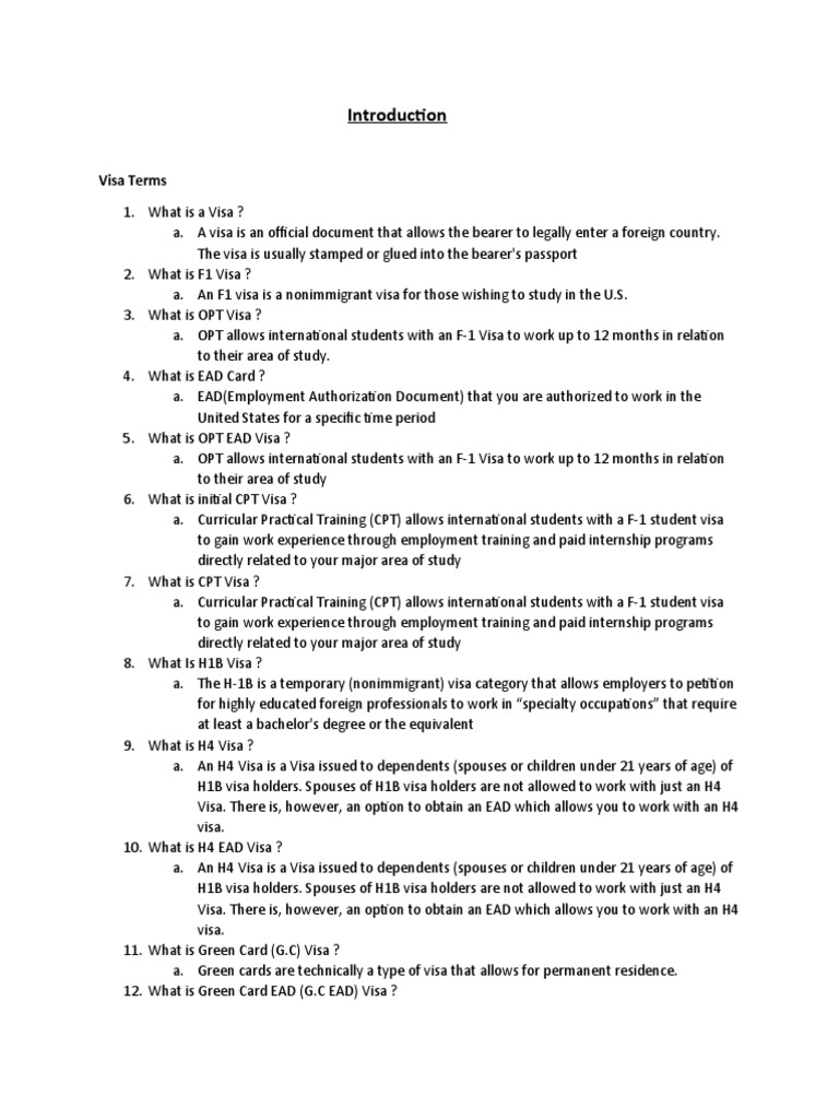 Introduction | Download Free PDF | H 1 B Visa | Travel Visa