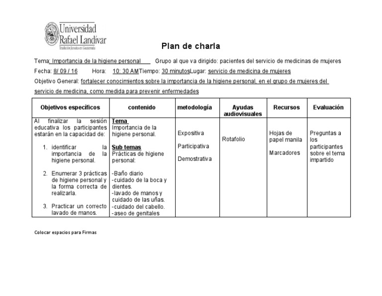 Plan de Charla | PDF