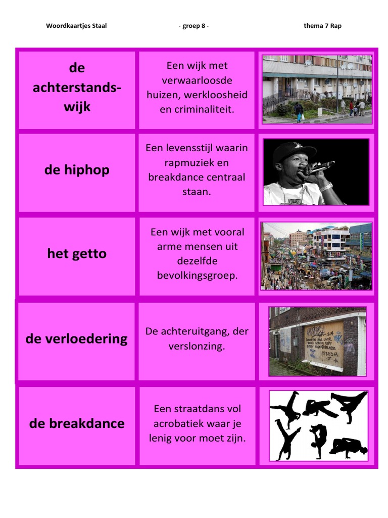 Woordkaartjes Thema Rap - Les 1 PDF | PDF