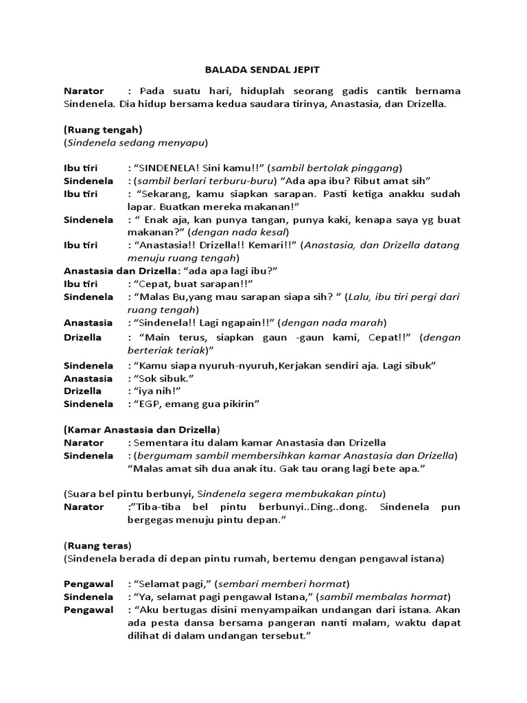 Balada Sendal Jepit Cinderella Parody | PDF