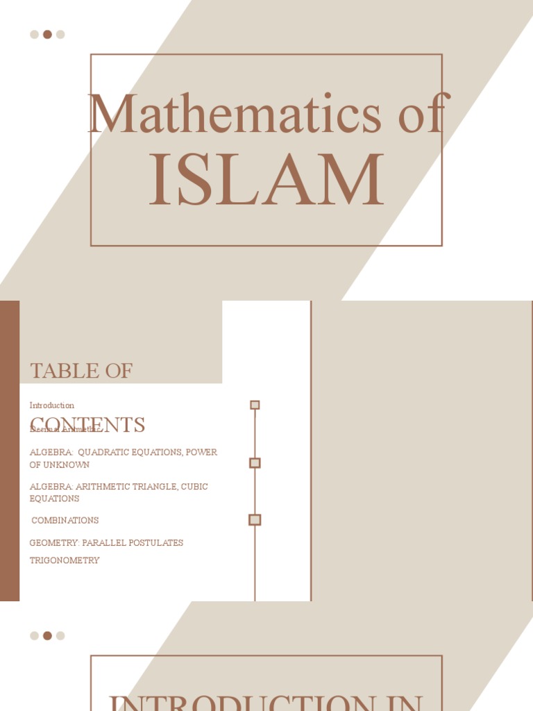 Mathematics in Islamic Civilization | PDF | Mathematics