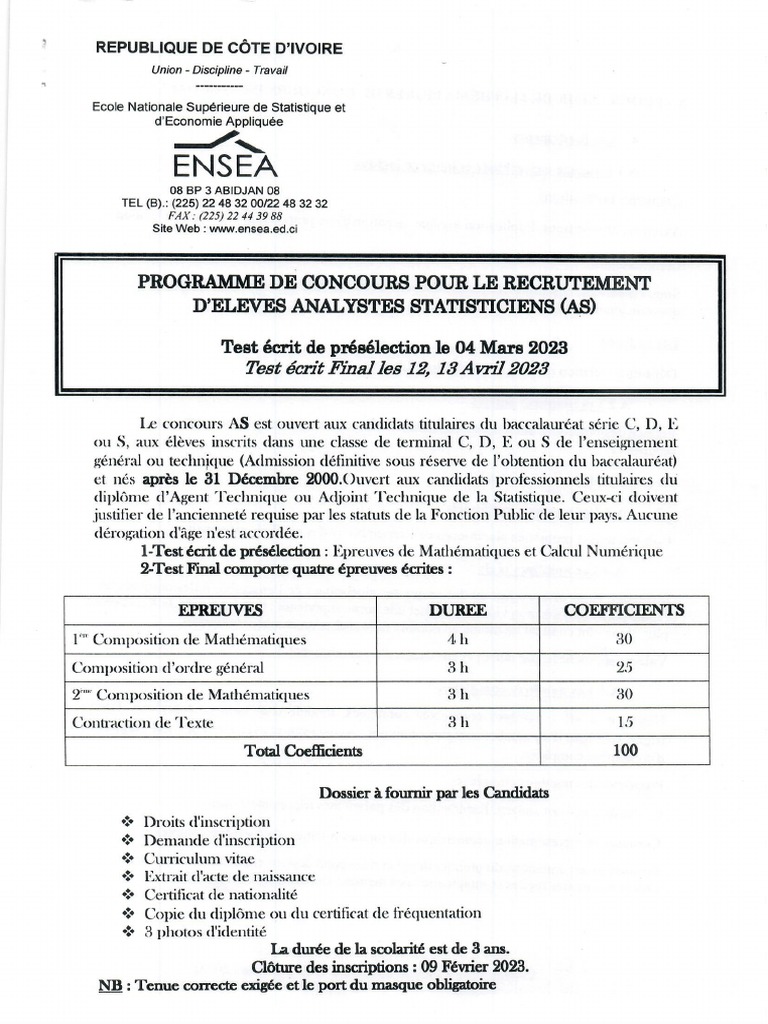 Programme Concours As PDF | PDF