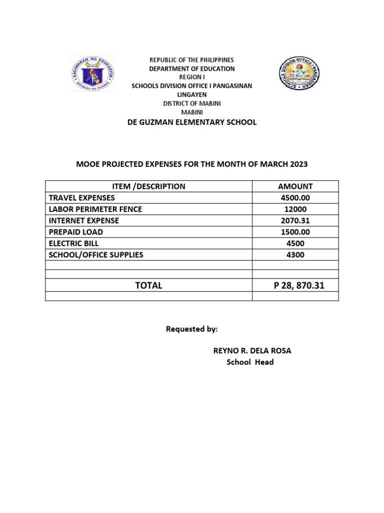 Projected Expenses 1 | PDF