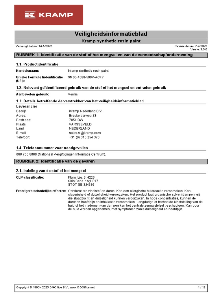 Kramp Synthetic Resin paint-NL NL NL-206329 | PDF