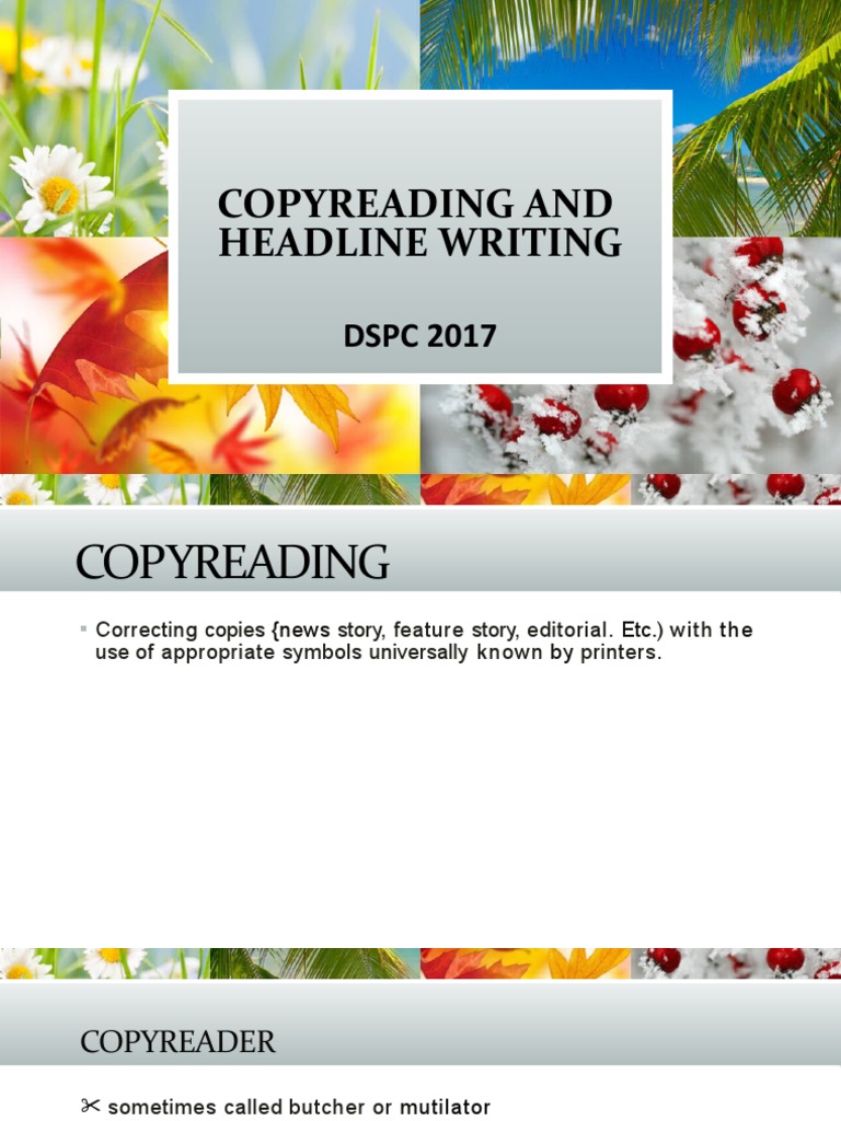Copyreading and Headline Writing Guide | PDF | Copy Editing | Cognitive ...