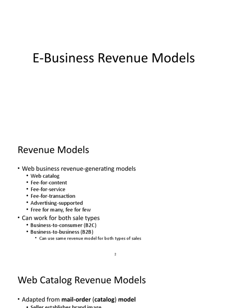 E-Business Revenue Models Explained | PDF | Mail Order | Marketing