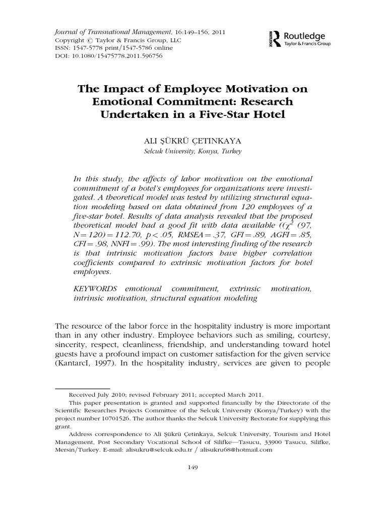 ALI S U KRU C ETINKAYA Impact of Employee Motivation On Emotional ...
