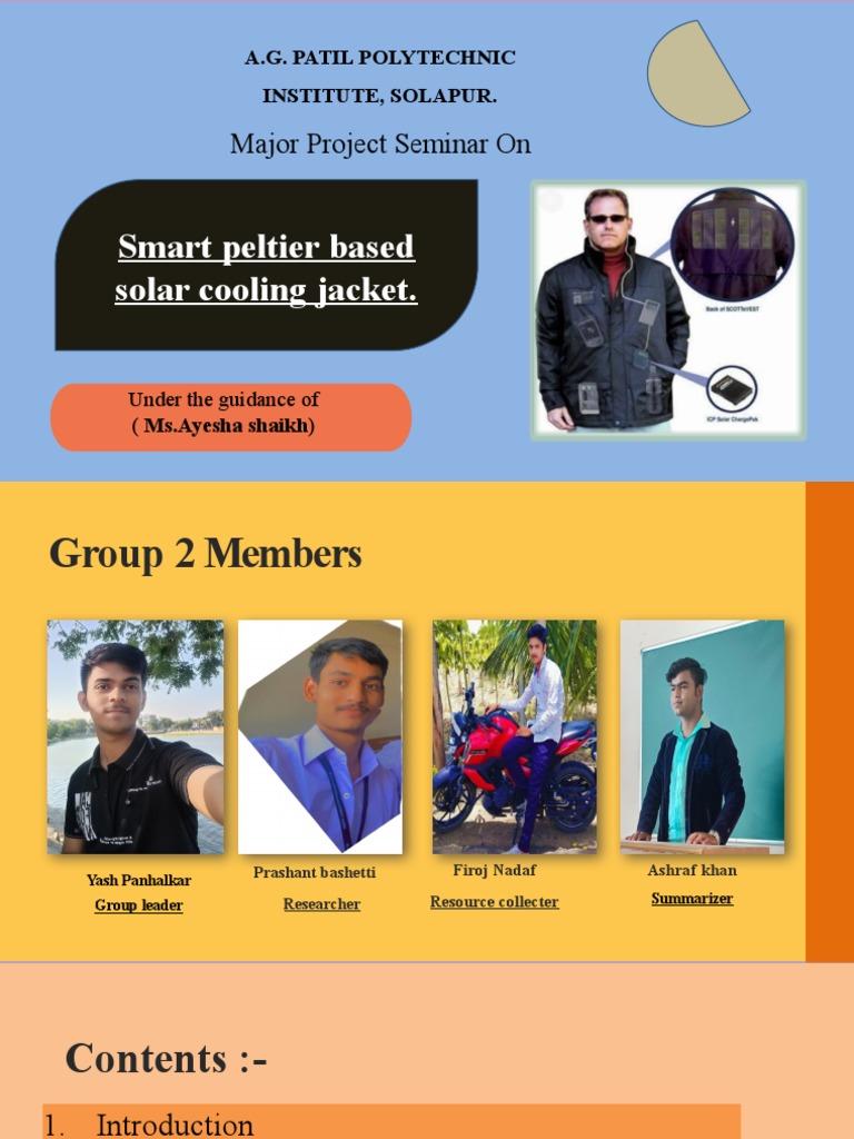 of Smart Peltier Based Solar Jacket | PDF | Hyperthermia | Solar Panel