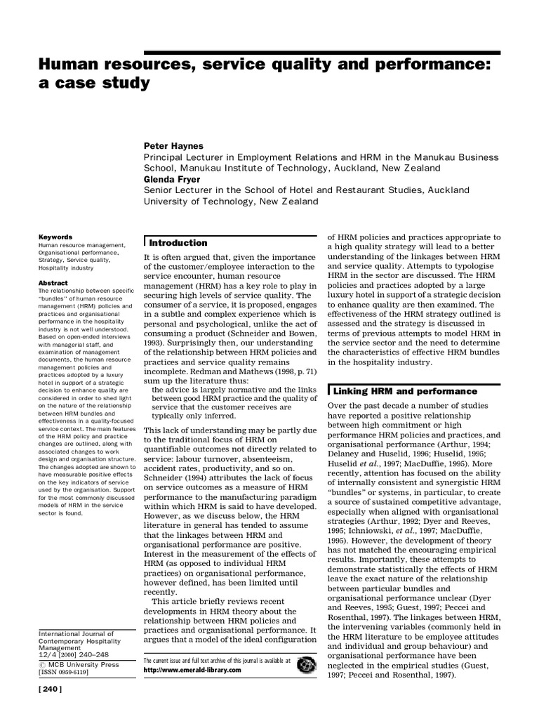 HR Service Quality in Hospitals | PDF | Human Resource Management ...