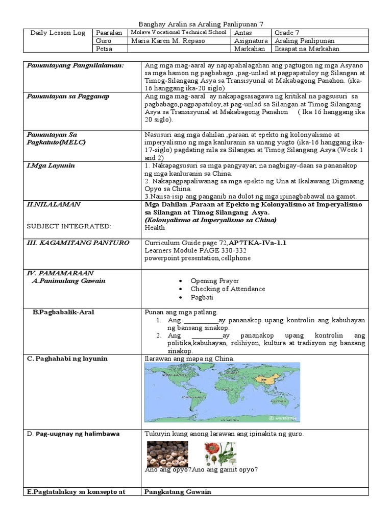 Digmaang Opyo Lesson Plan | PDF