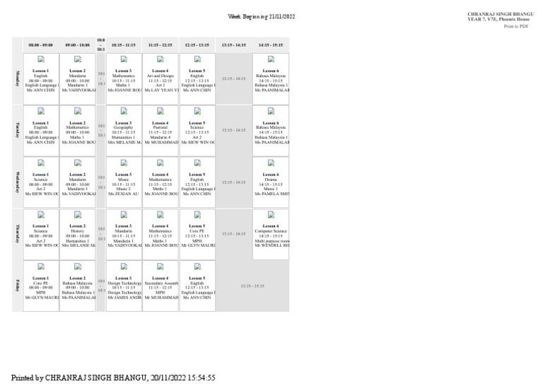 Timetable Pdf Pdf