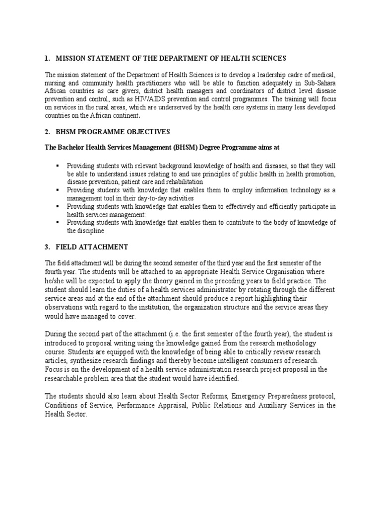 BHSM Program Overview and Field Attachment | PDF | Health Care ...