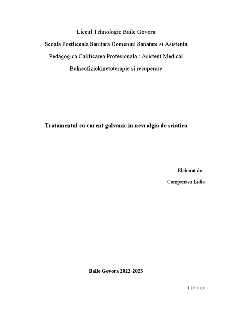 Curent Galvanic in Nevralgia Sciatica | PDF