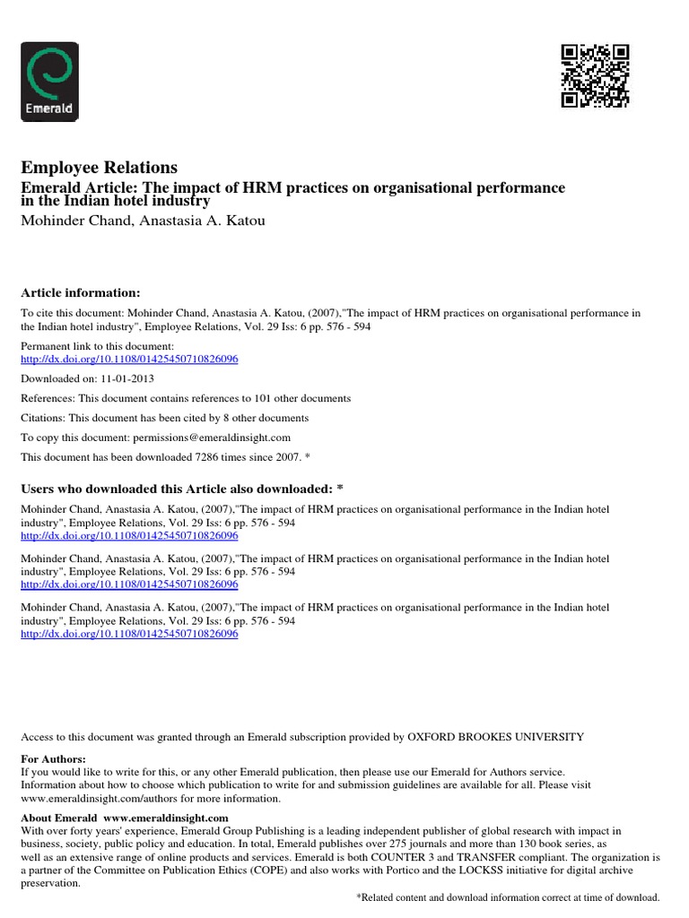 The Impact of HRM Practices On Organisational Performance | PDF | Human ...