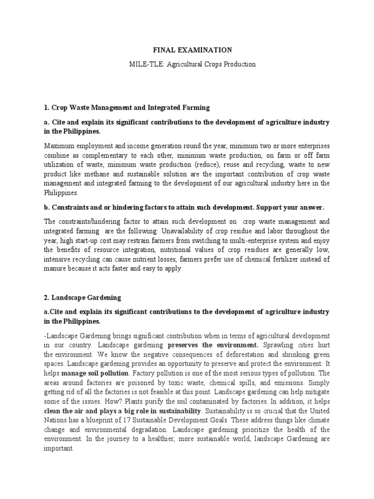 Final Exam Tle | PDF | Agriculture | Organic Farming