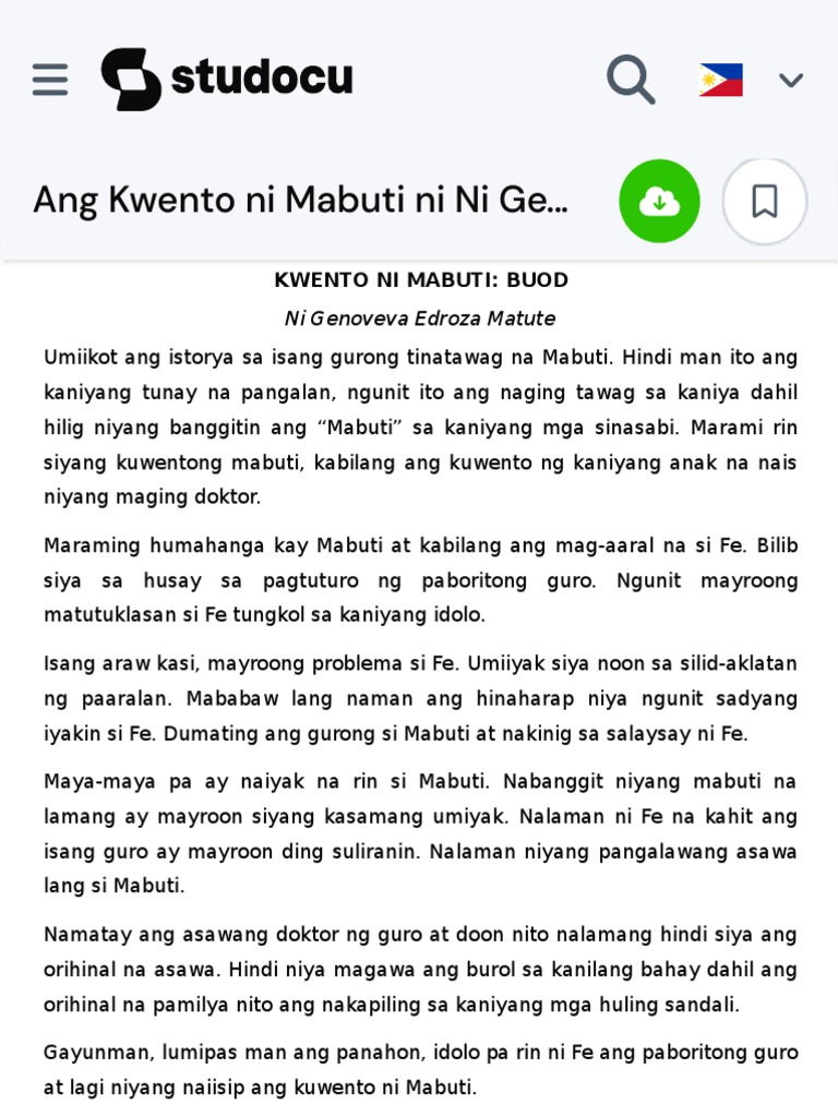 Ang Kwento Ni Mabuti Ni Ni Genoveva Edroza Matute - KWENTO NI MABUTI ...