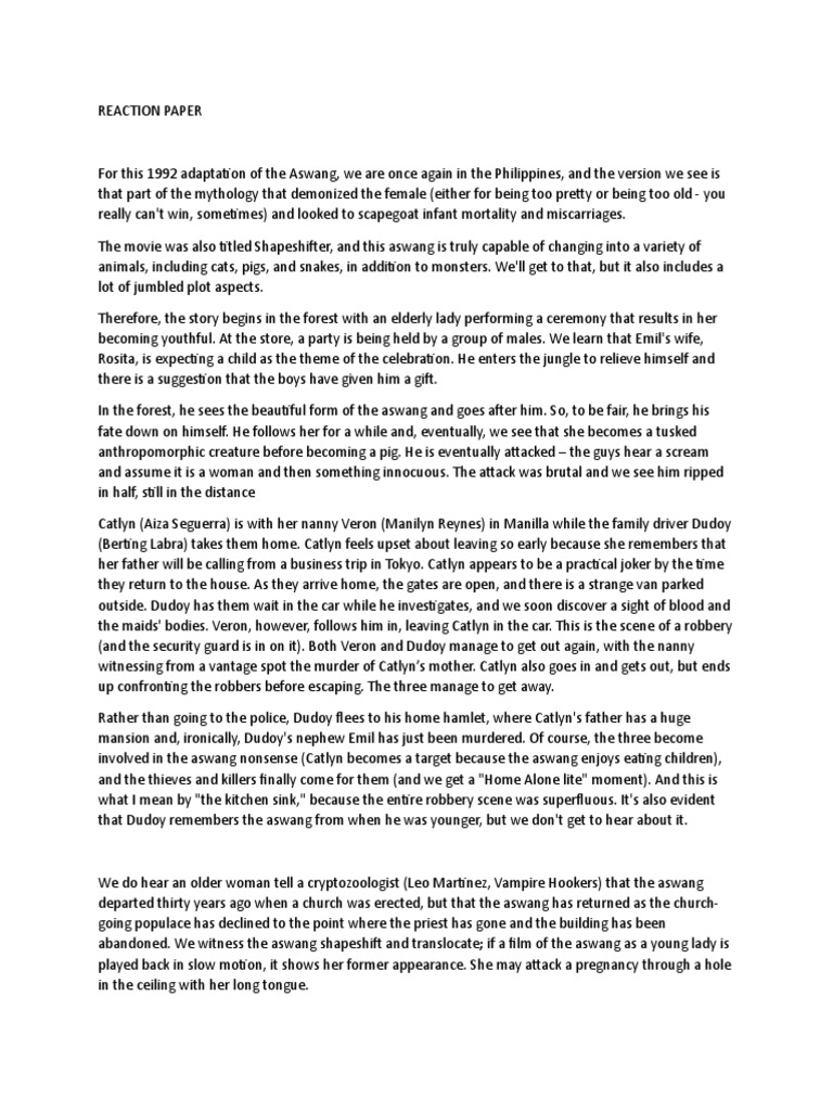 Reaction Paper | PDF | Art | Mystery, Thriller & Crime Fiction