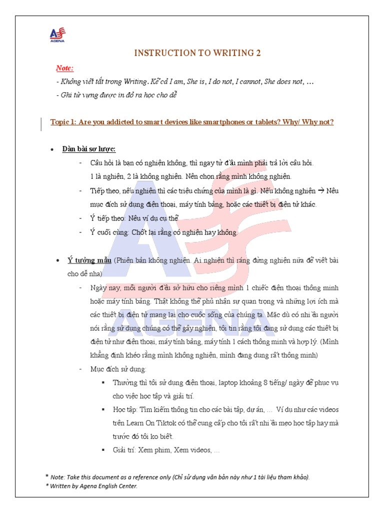 Writing 2 Instruction PDF | PDF