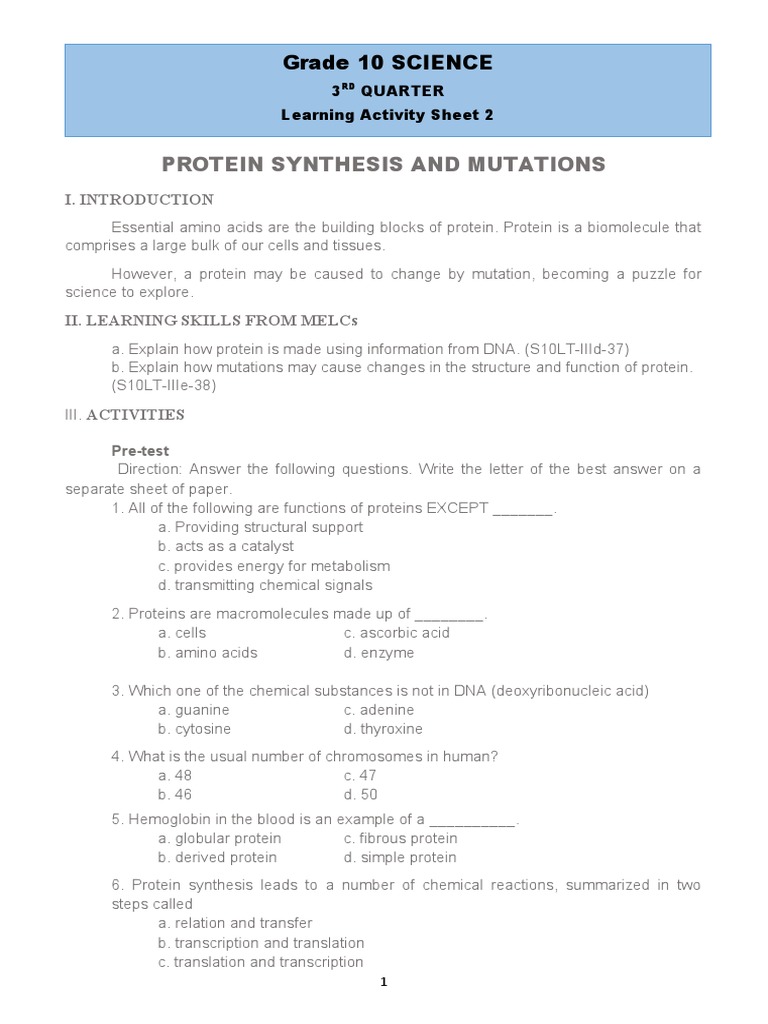 Science 10 Quarter 3 | Download Free PDF | Rna | Proteins