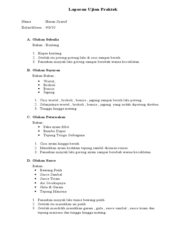 Laporan Ujian Praktek | PDF