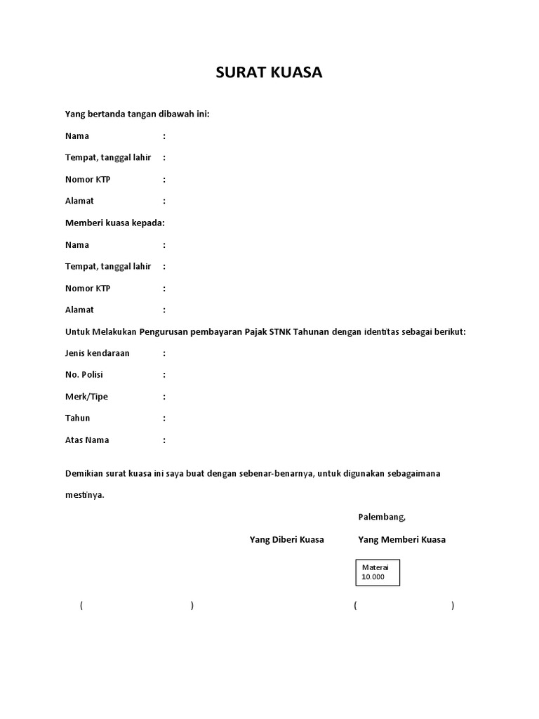 Surat Kuasa Bayar Pajak | PDF