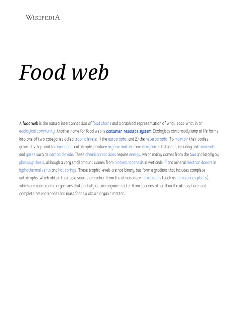 Food Web - Wikipedia PDF | PDF | Food Web | Ecology