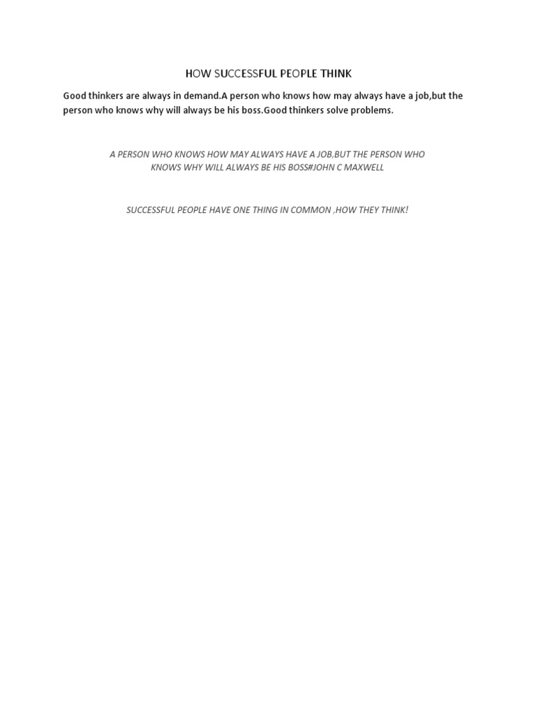 How Successful People Think | PDF