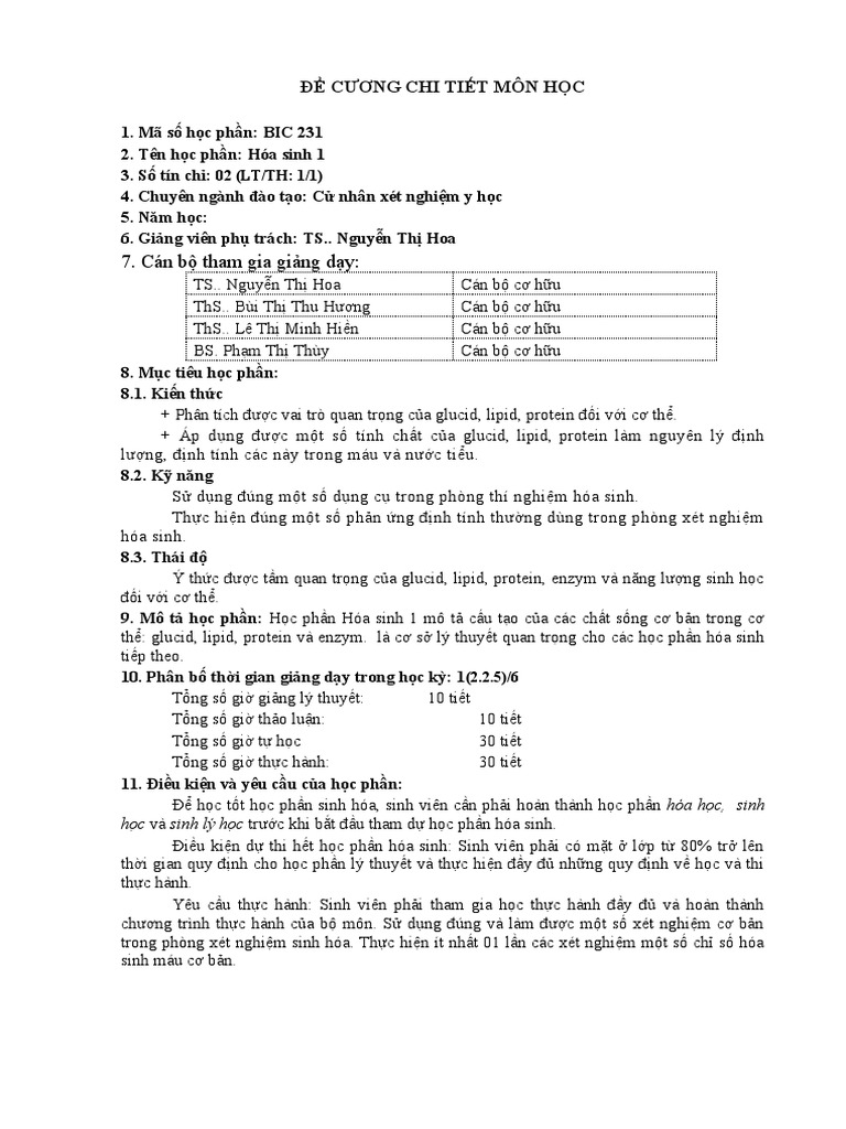 33 - Bic321 - Hoa Sinh 1 | PDF