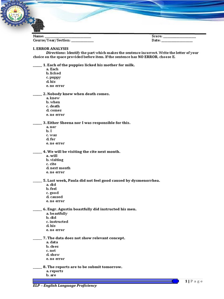 English Language Proficiency Test | PDF | Plural | Grammatical Number