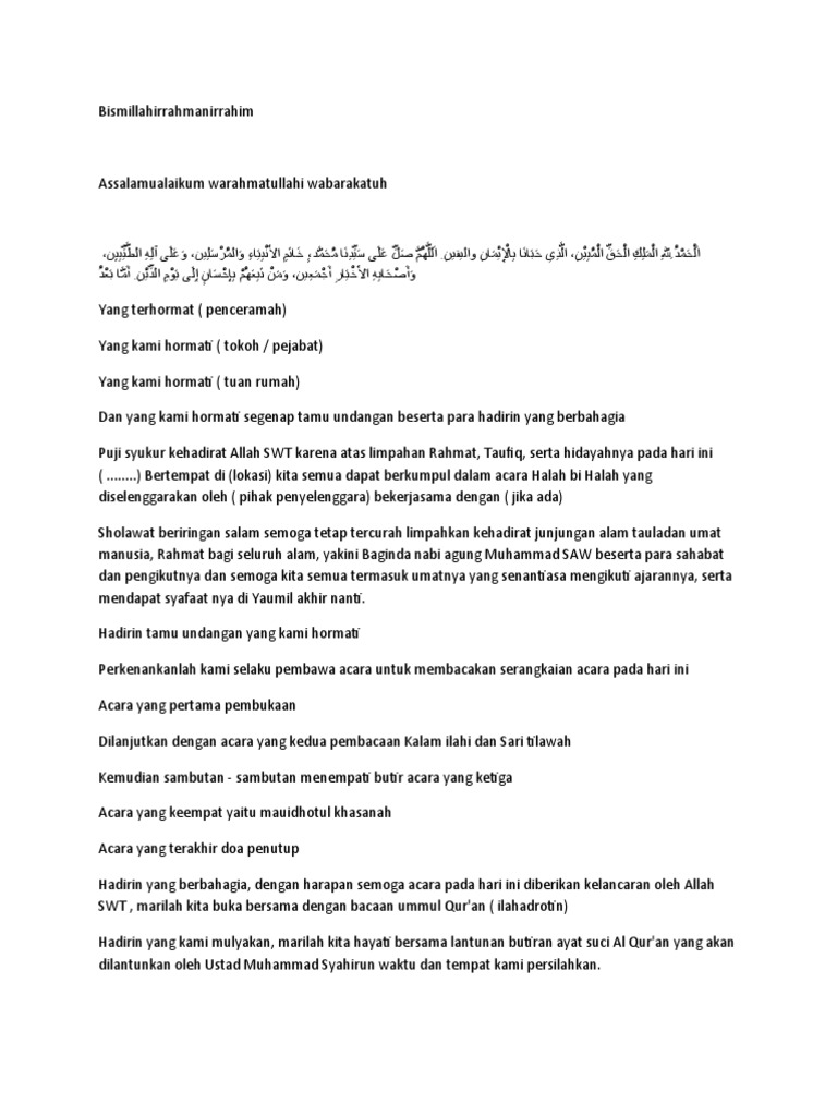 Teks MC HBH 2022 | PDF