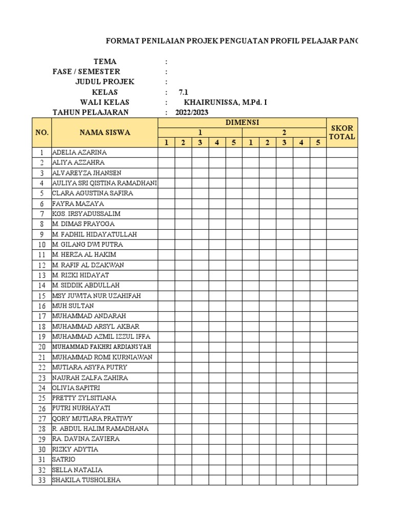 Format Penilaian P5 | PDF