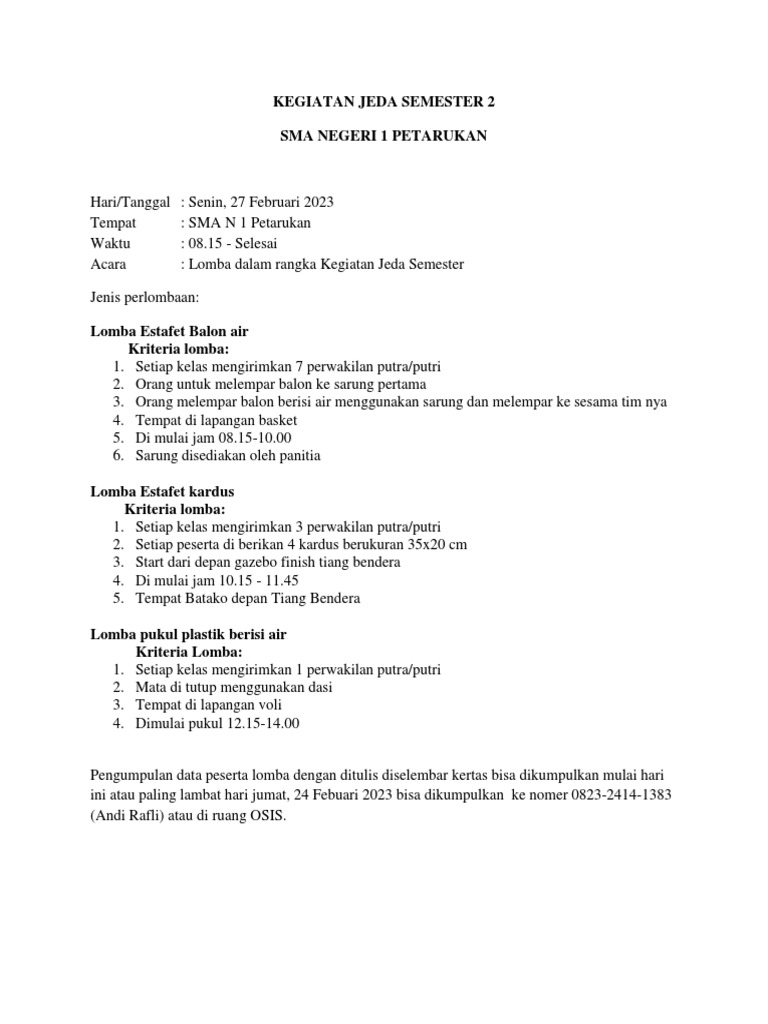 Kegiatan Jeda Semester 2 | PDF