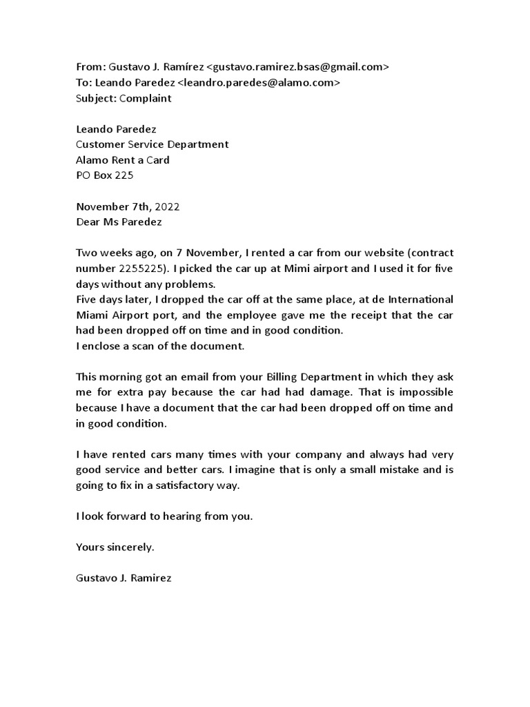 An Email of Complaint | PDF