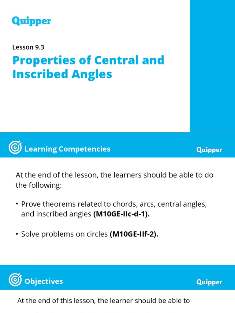 ME Math 10 Q2 0903 PS | PDF | Circle | Angle