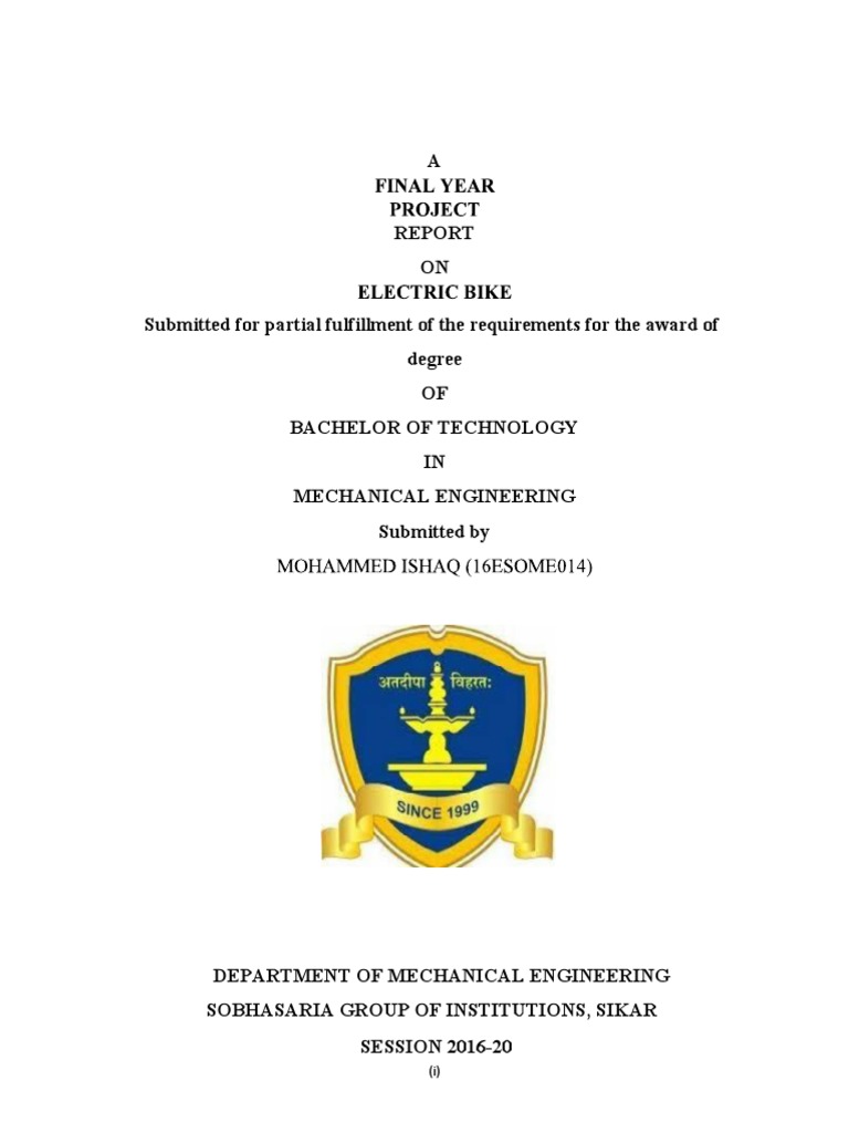 Ishaq Final Year Project Report PDF | PDF | Electric Motor | Motorcycle Ishaq Final Year Project Report PDF | PDF | Electric Motor | Motorcycle