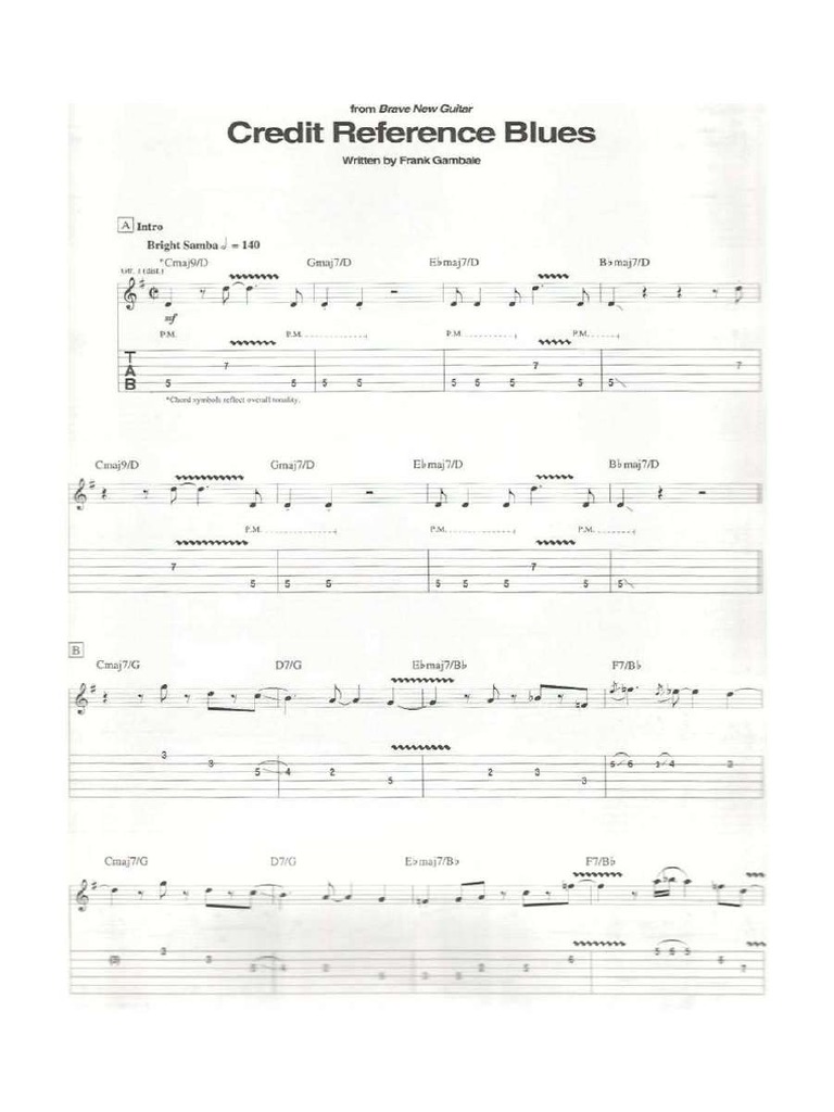 01 - Frank Gambale - Credit Reference Blues - Transcription PDF | PDF