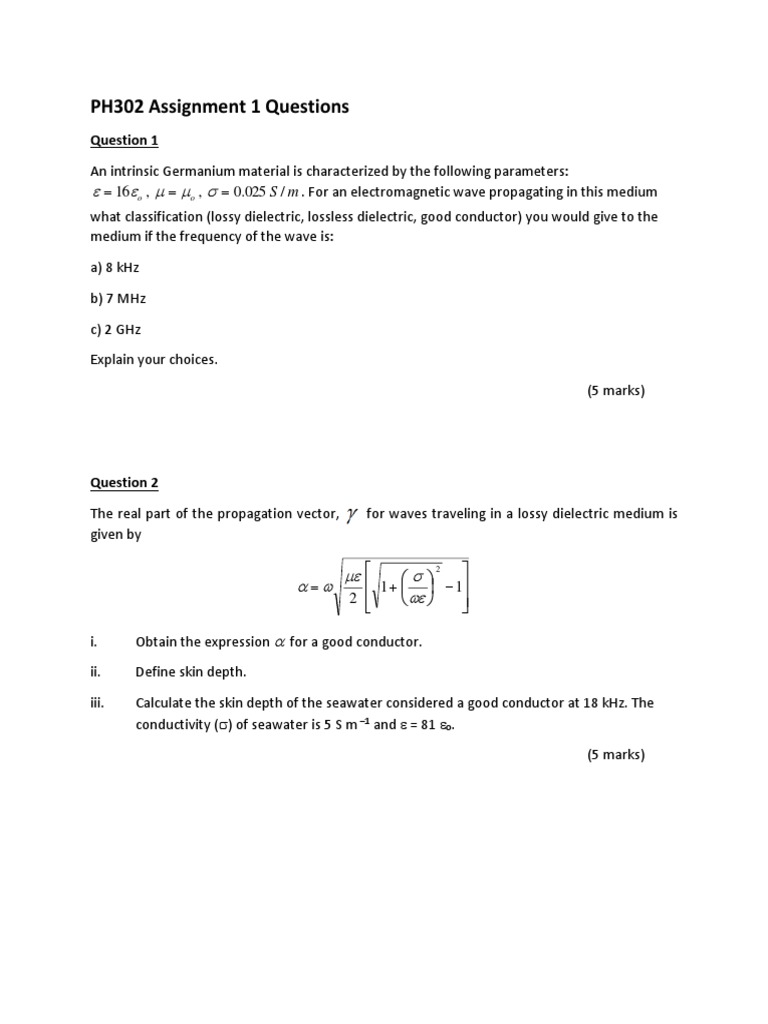 PH302 Assignment 1 | PDF