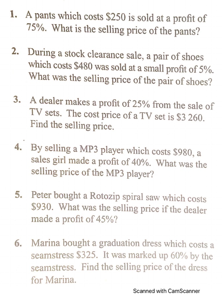 Profit and Loss Worksheet | PDF
