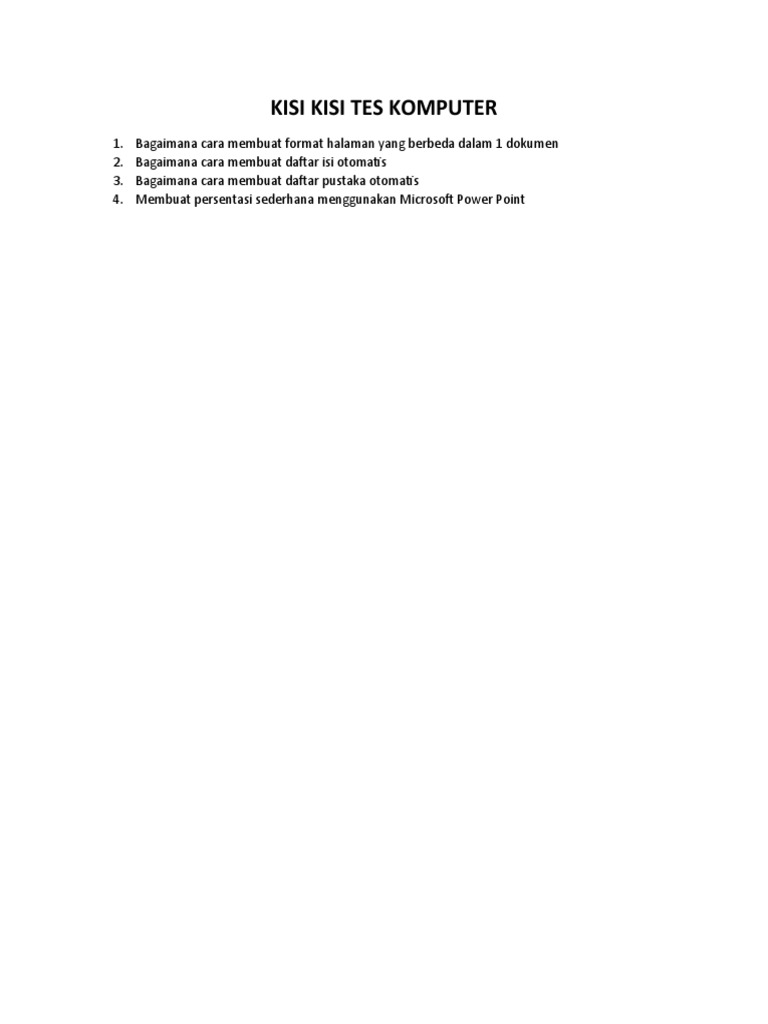 Kisi Kisi Tes Komputer | PDF | Komputer