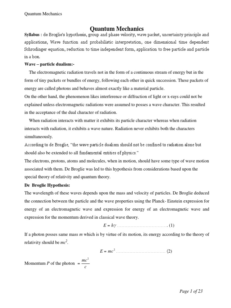 Quantum Mechanics Notes | PDF | Waves | Electromagnetic Radiation