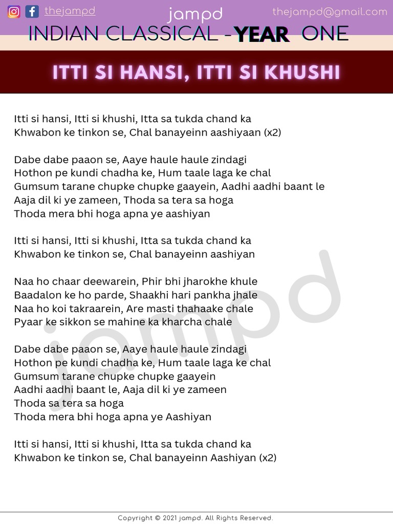 Itti Si Hansi, Itti Si Khushi | PDF