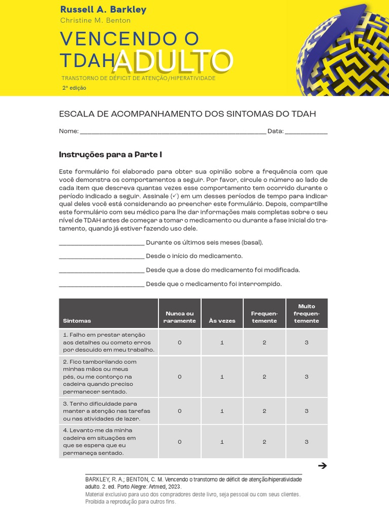 Barkley-Escala Acompanhamento Sintomas TDAH | PDF | Transtorno de ...