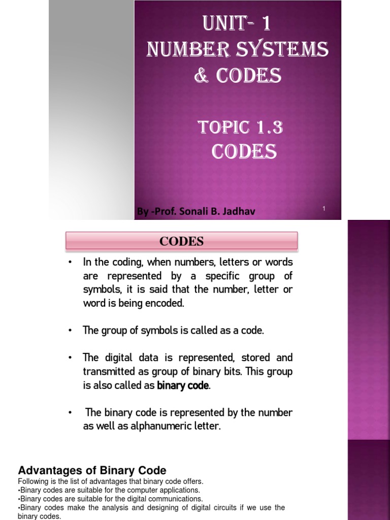 1.3-DE Unit 1 - CODES | PDF | Binary Coded Decimal | Error Detection And Correction