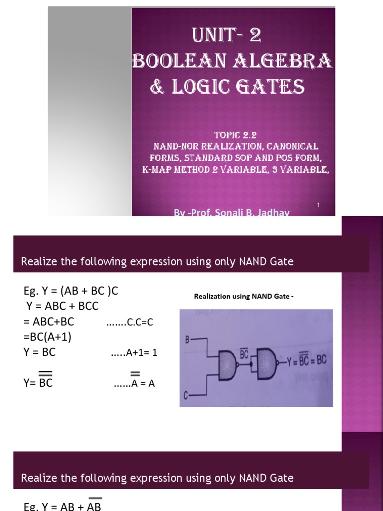 2.2 - DE UNIT 2-Nand-Nor Realization, K-MAP | PDF | Theory Of Computation | Computer Programming
