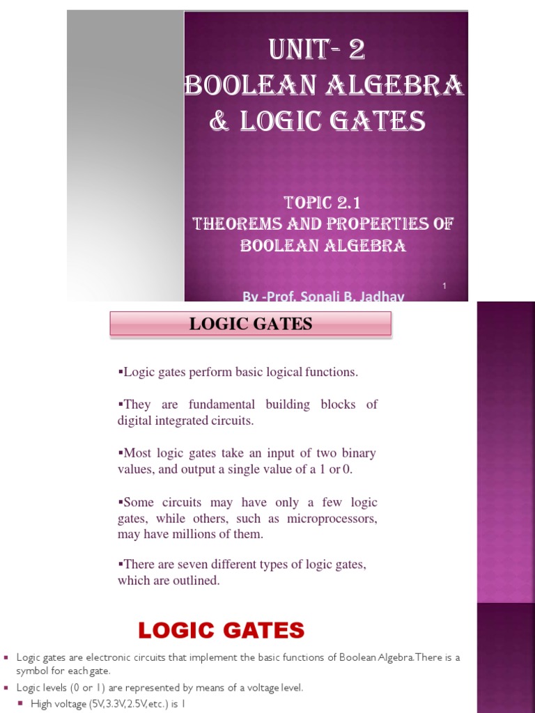 21 De Unit 2 Boolean Algebra And Logic Gates Pdf Logic Gate Boolean Algebra