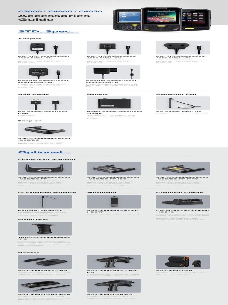 C3000/C4000/C4050 Accessory Guide | PDF | Computing | Manufactured Goods