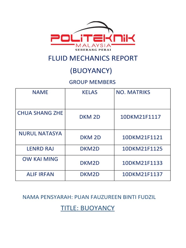 Analysis of Buoyancy Forces and Density Calculations Through Fluid Mechanics Experiments | PDF ...