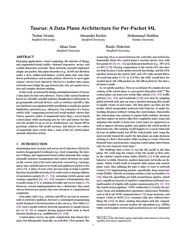ML in Dataplane | PDF | Machine Learning | Deep Learning