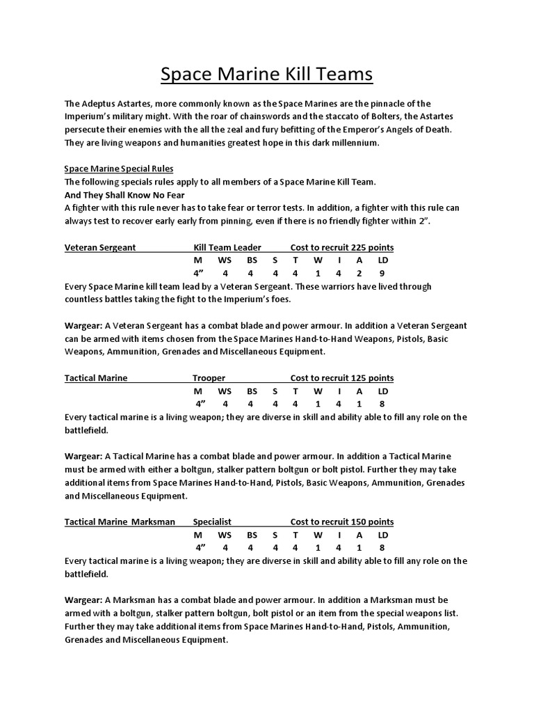 Space Marine Kill Teams | Download Free PDF | Military Technology ...
