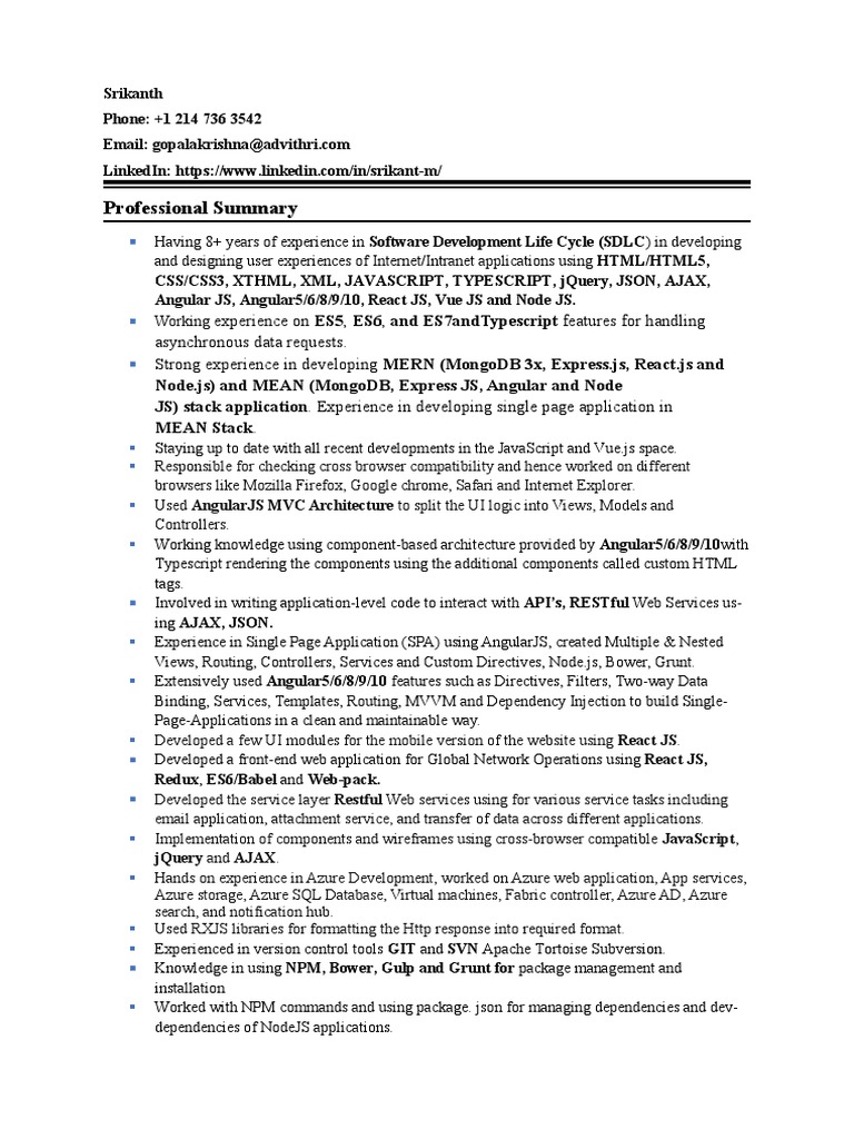 Srikanth Maguluri-UI GC 8+ | PDF | Angular Js | Java Script